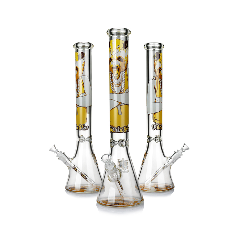 PHOENIX STAR 18 Inches 7mm Thick Beaker Bong Bear Decals