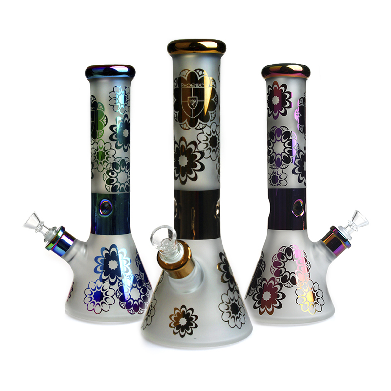 PHOENIX STAR 12.5'' Beaker Bong Sandblast & Electroplated Holographic ...