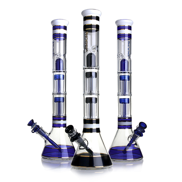 Phoenix Star 18 Inch Splash Guard Beaker Bong with Double 8 Arms Perks