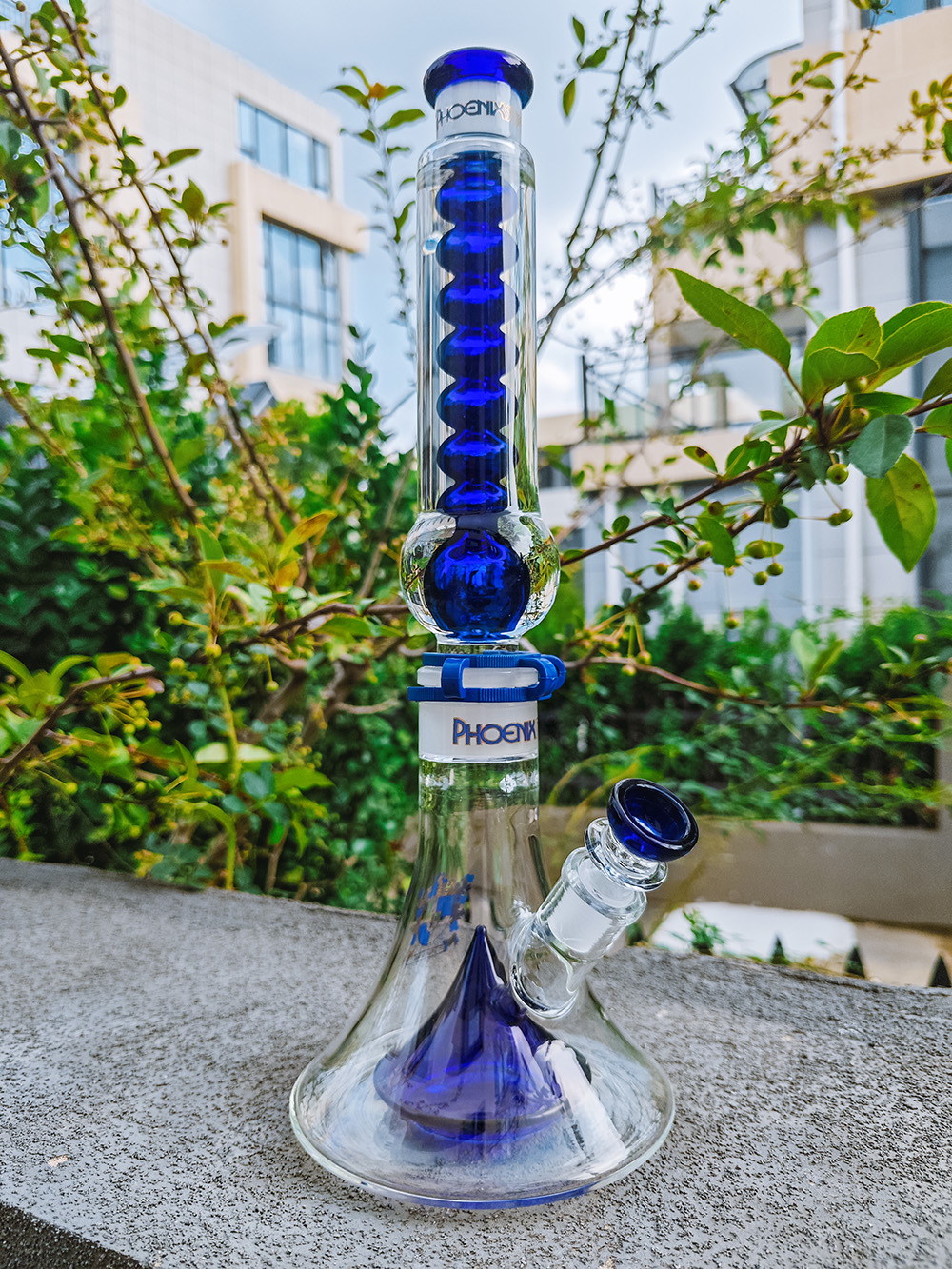 15" Freezable Glycerin Beaker Glass Bong Modular Design with Showerhead ...